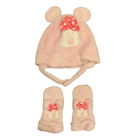 Disney | Accessories | Disney Pink Minnie Mouse Beanie Mittens Set ...